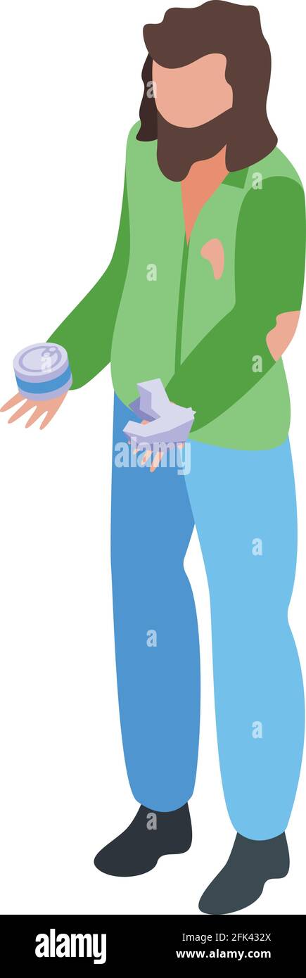 Homeless careless person icon. Isometric of Homeless careless person ...