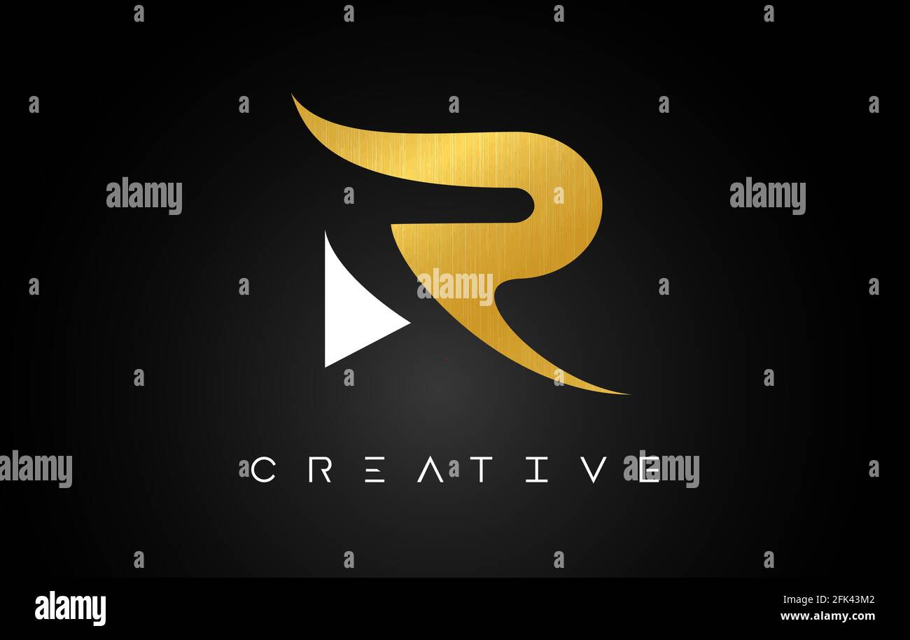 R Golden Letter Logo with Creative Modern Look and Gold Texture. Metal ...