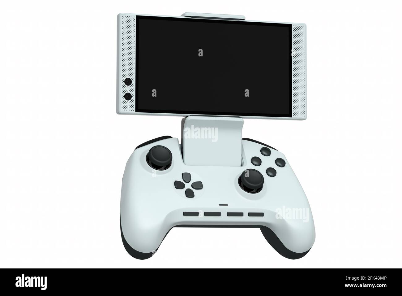 Realistic white joystick for playing games on mobile phone on white ...