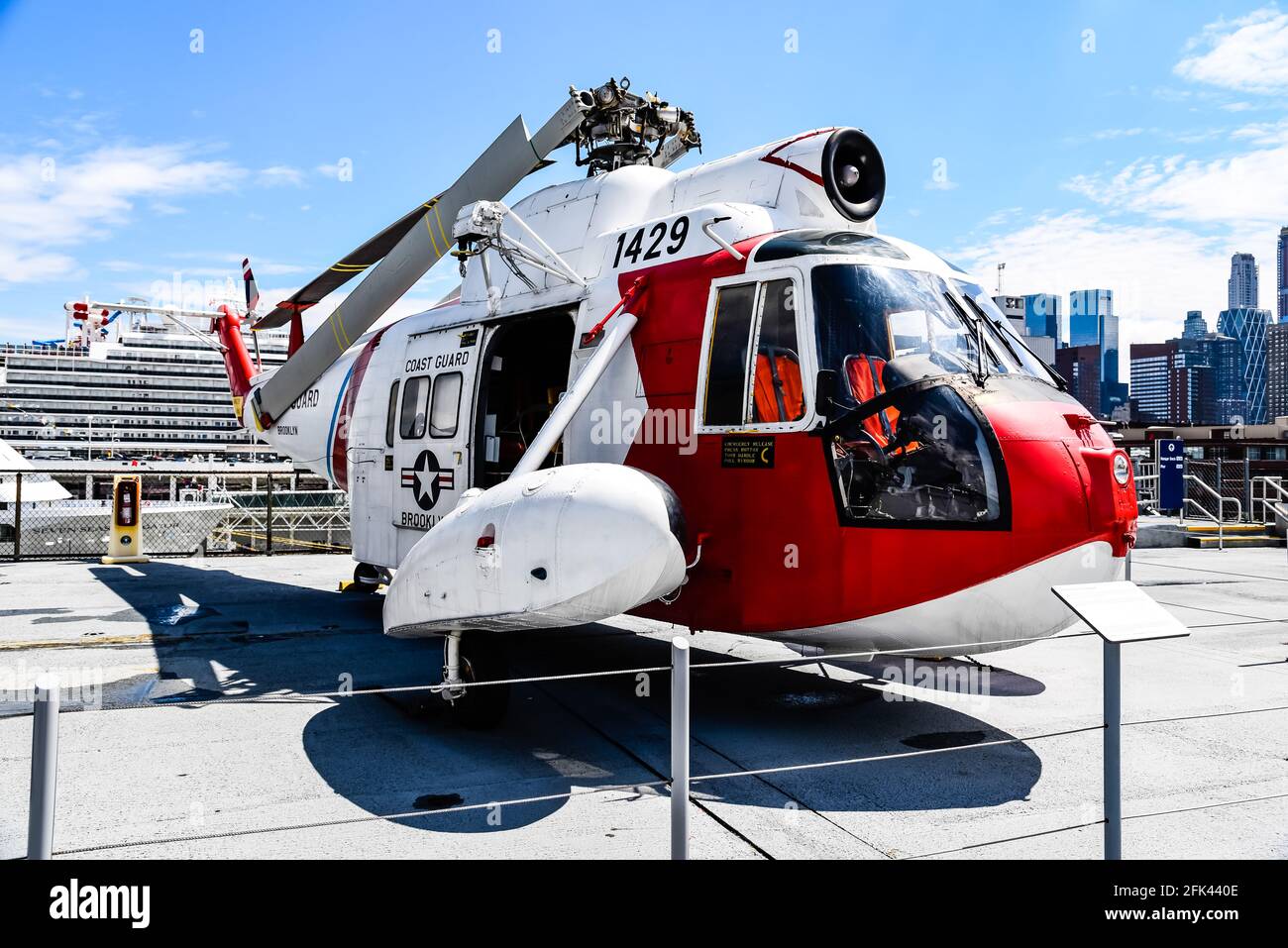 New York City, USA - June 21, 2018: Naval helicopter in Intrepid museum ...