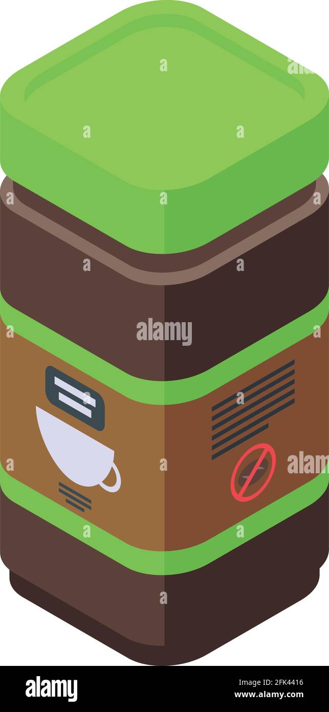 Decaffeinated coffee arabic jar icon. Isometric of Decaffeinated coffee ...