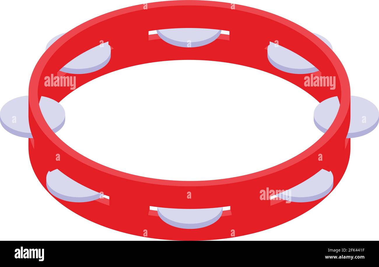 Red tambourine icon. Isometric of Red tambourine vector icon for web ...