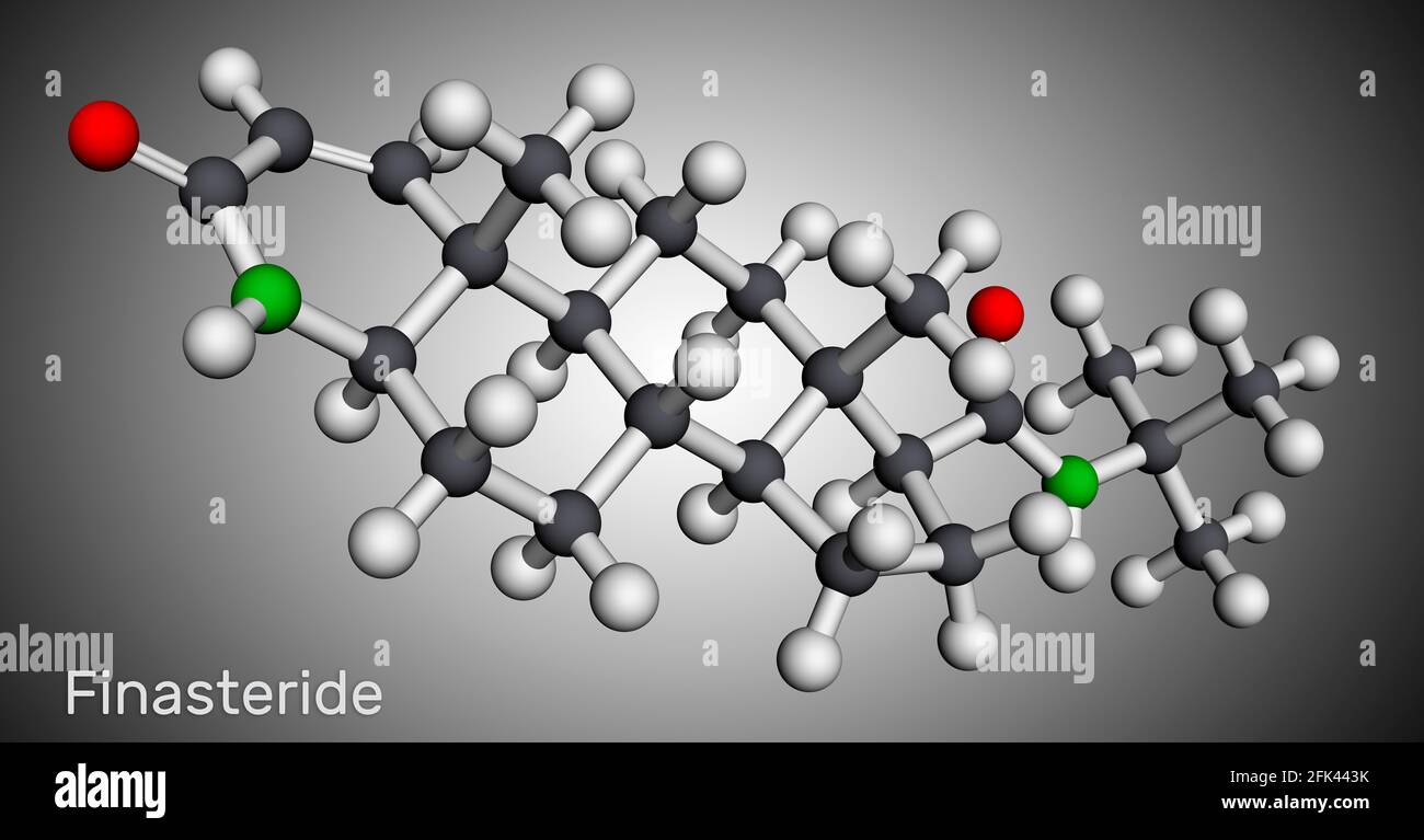 Finasteride molecule. It is used to treat symptoms of benign prostatic ...