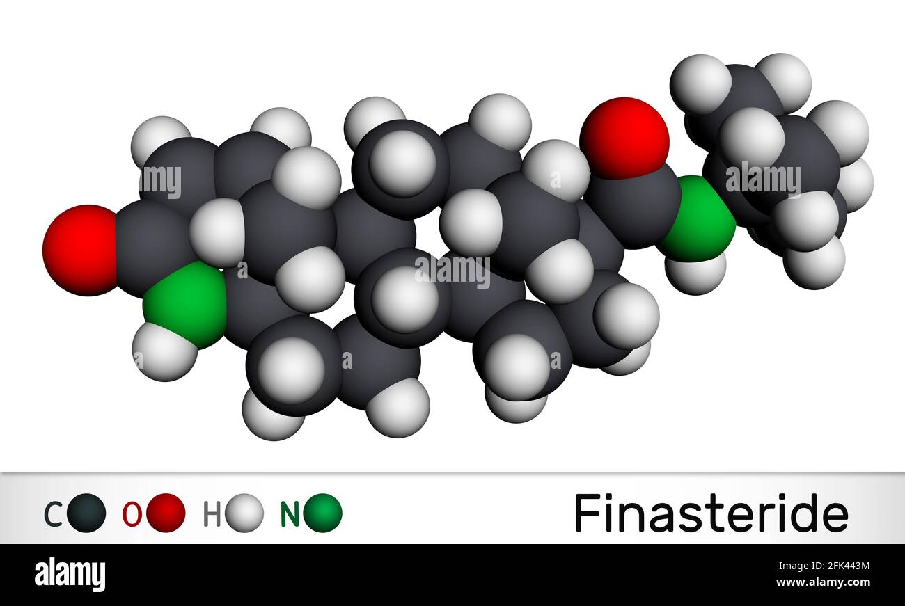 Finasteride molecule. It is used to treat symptoms of benign prostatic ...