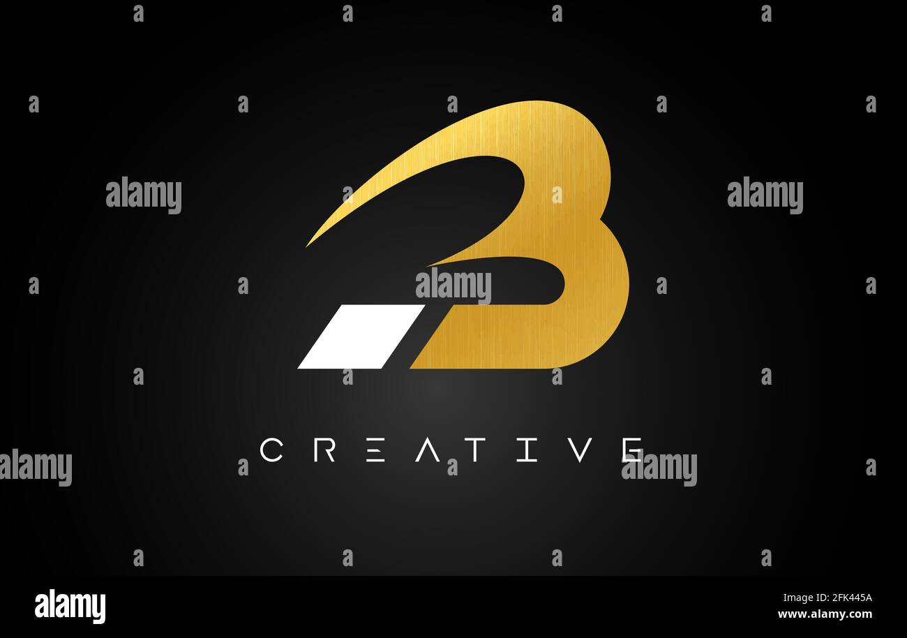 B Golden Letter Logo with Creative Modern Look and Gold Texture. Metal ...