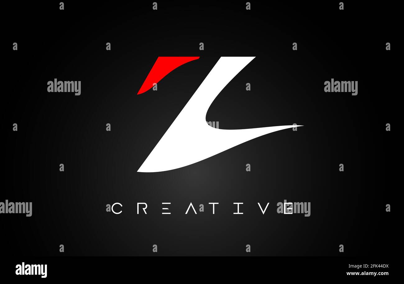 Z Letter Design Logo with White and Red colors on a Black background ...