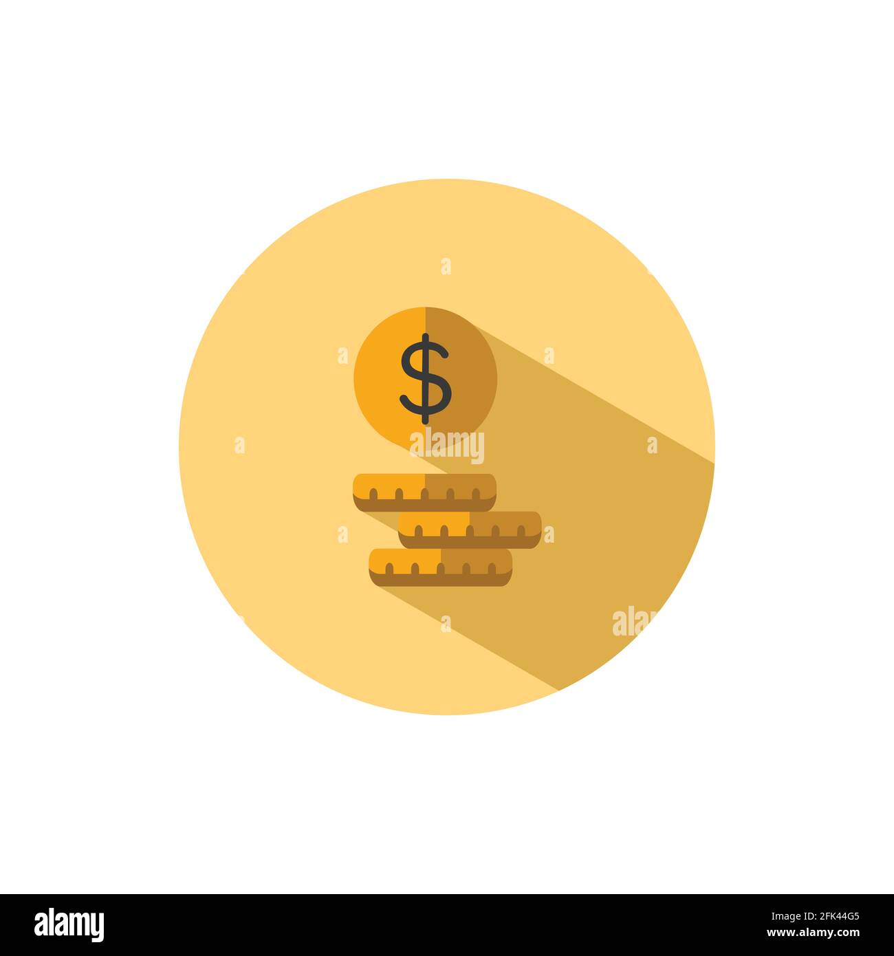 Cash money. Dollar coins. Flat color icon in a circle. Commerce vector ...