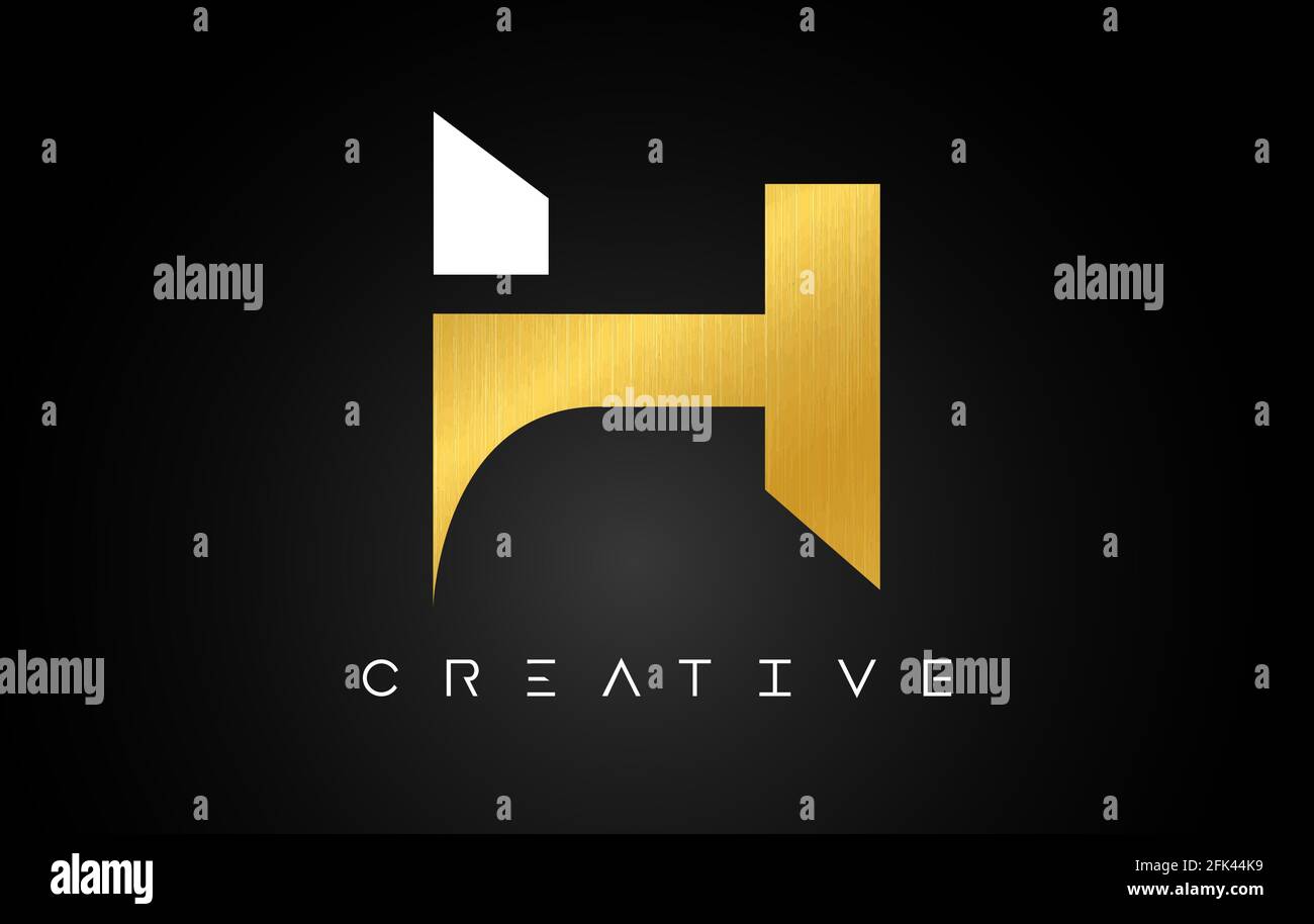 H Golden Letter Logo with Creative Modern Look and Gold Texture. Metal ...