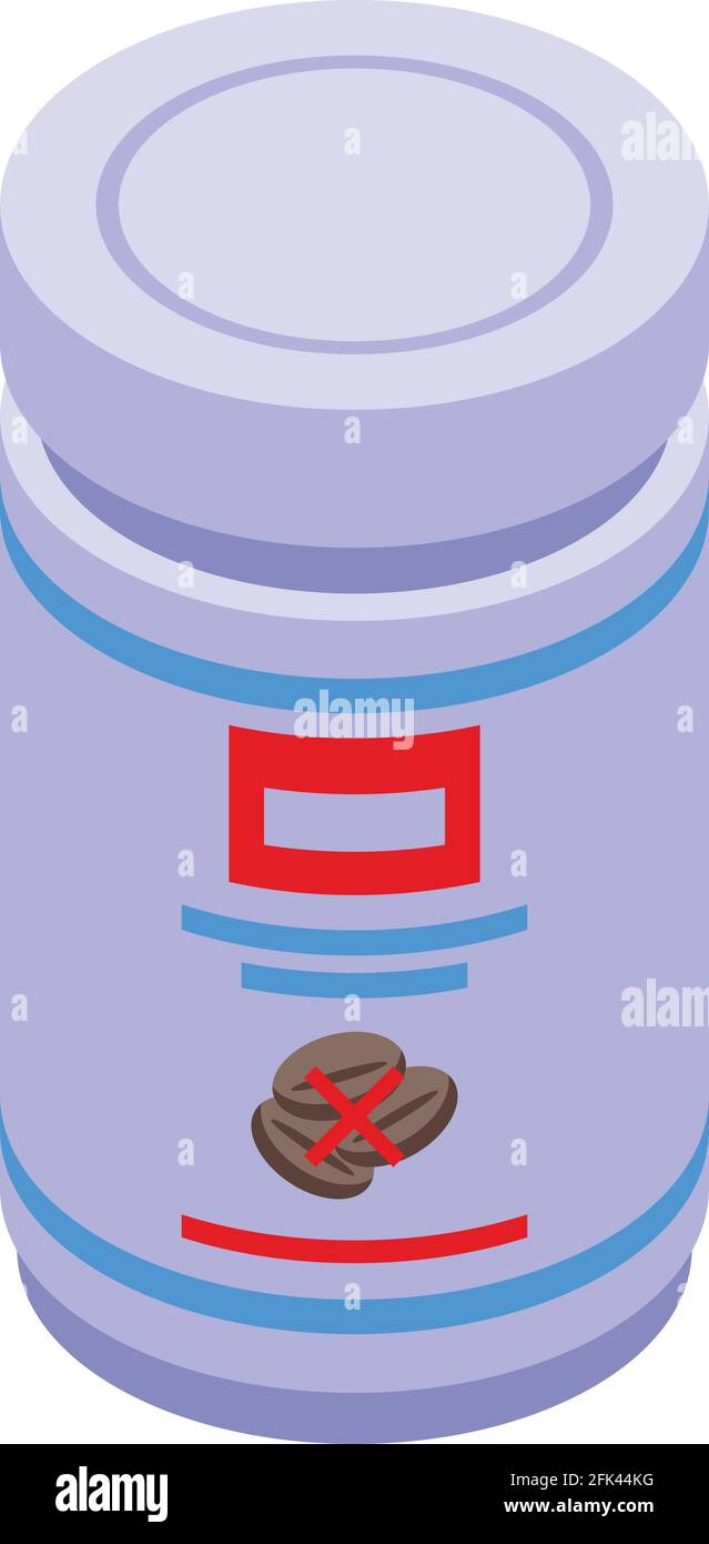 Decaffeinated coffee milk jar icon. Isometric of Decaffeinated coffee ...