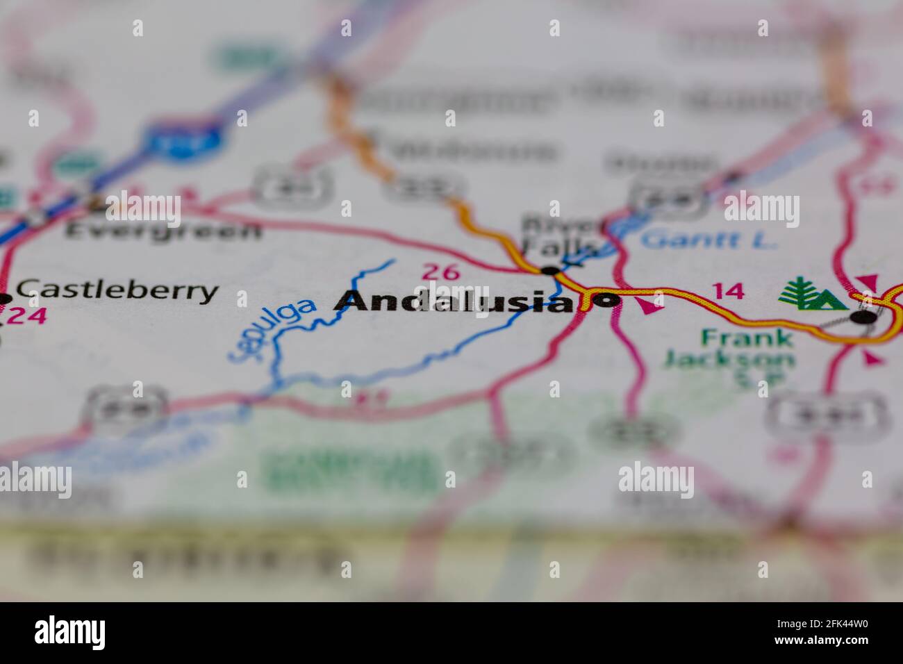 Andalusia Alabama USA shown on a geography map or road map Stock Photo ...