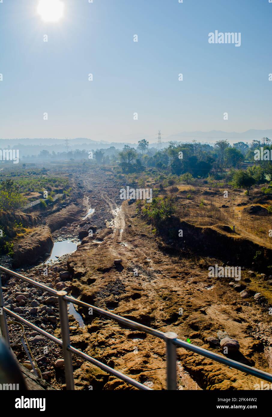 Scenic Aerial Scene - River between two mountains of himalayas, aerial ...