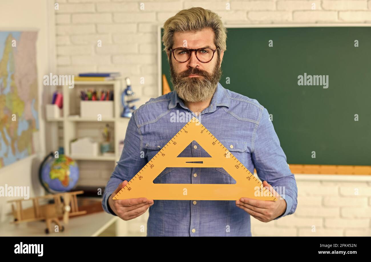 Back to school. Man teacher mentoring school projects. Science modern ...