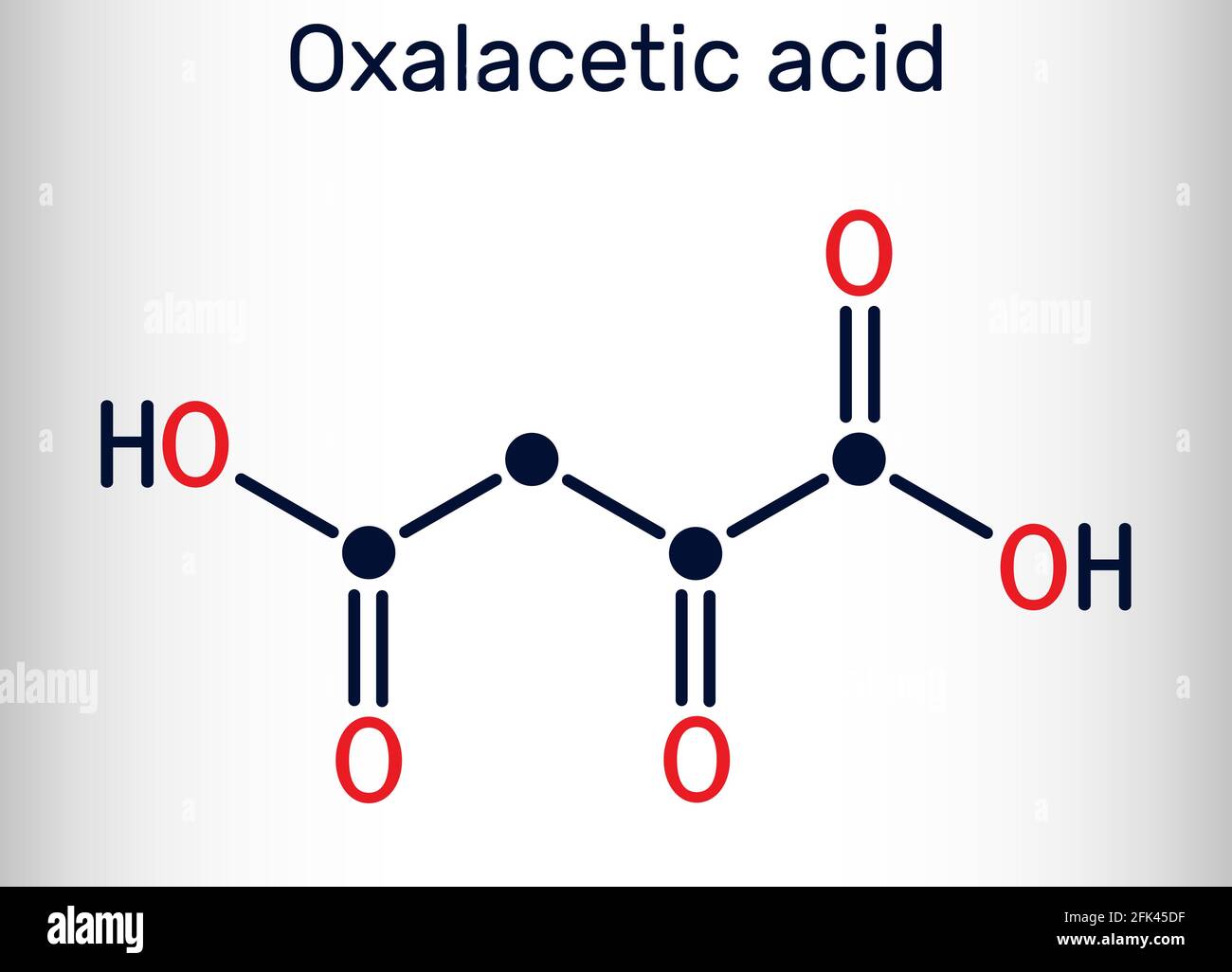 Oxaloacetic acid, oxalacetic acid, OAA, oxaloacetate molecule. It is ...