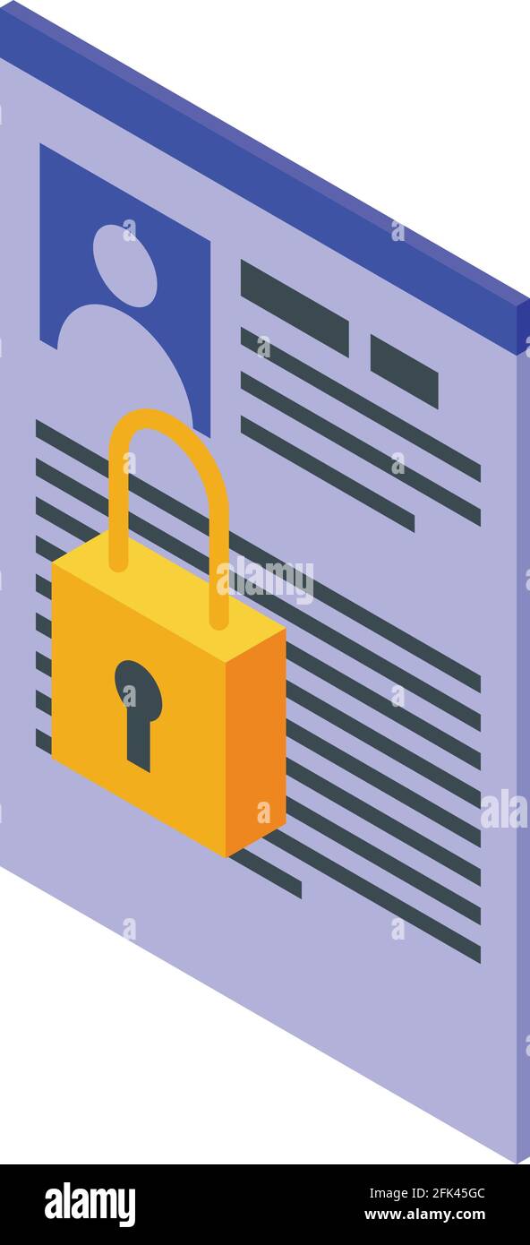 Private personal data icon. Isometric of Private personal data vector ...