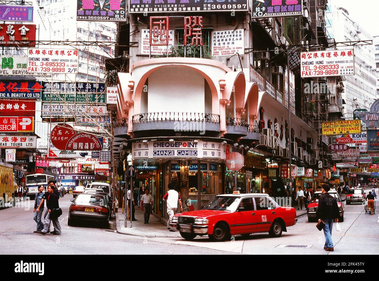 Traditional Red Taxi in Kowloon District, Hong Kong, China Stock Photo ...