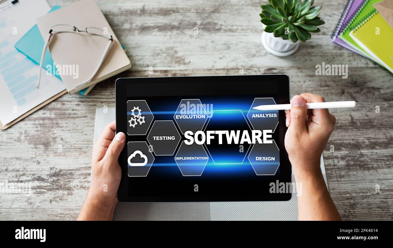 Software development and process automation concept on tablet computer ...