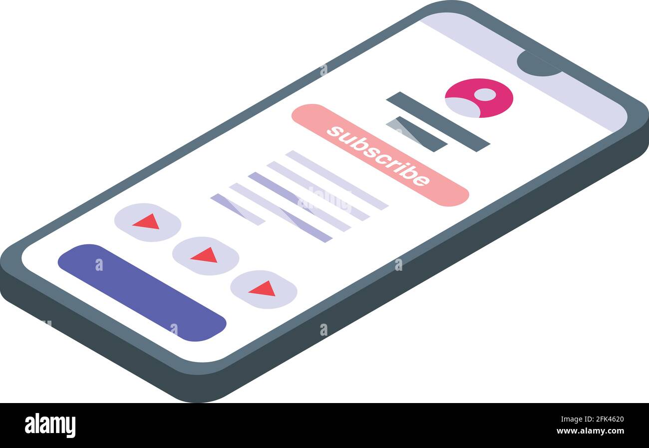 Phone subscribe icon. Isometric of Phone subscribe vector icon for web ...