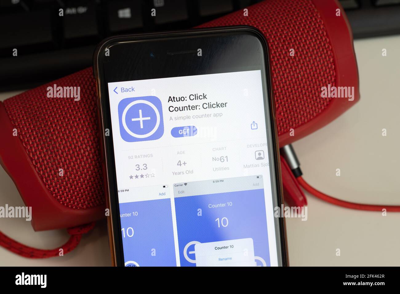 New York, USA - 26 April 2021: Atuo Click Counter Clicker mobile app ...