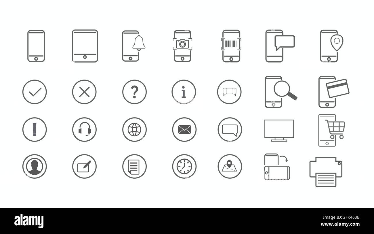 Devices Icon Set. Vector isolates black and white illustration. Mobile ...