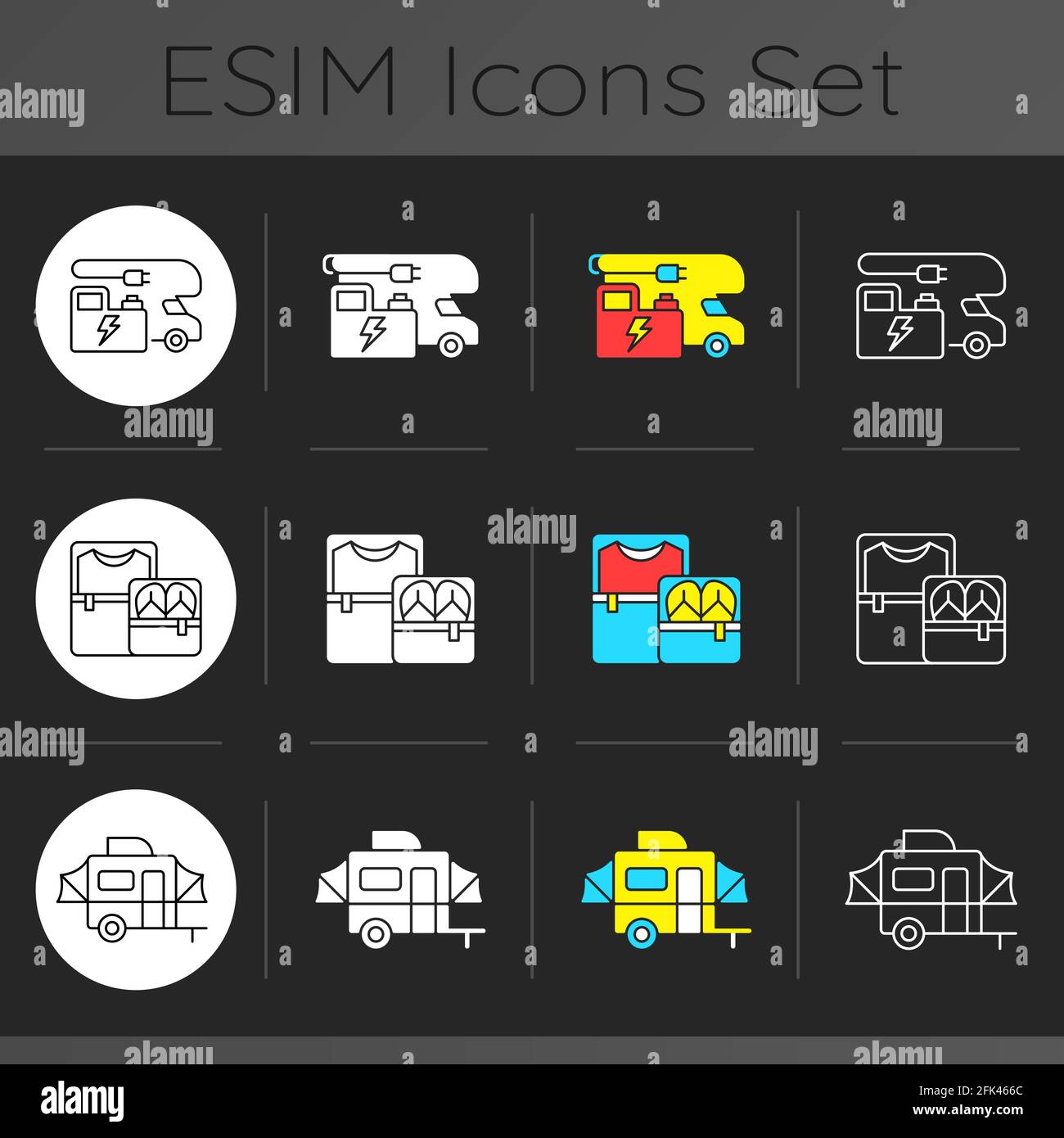 Nomadic lifestyle dark theme icons set Stock Vector Image & Art - Alamy