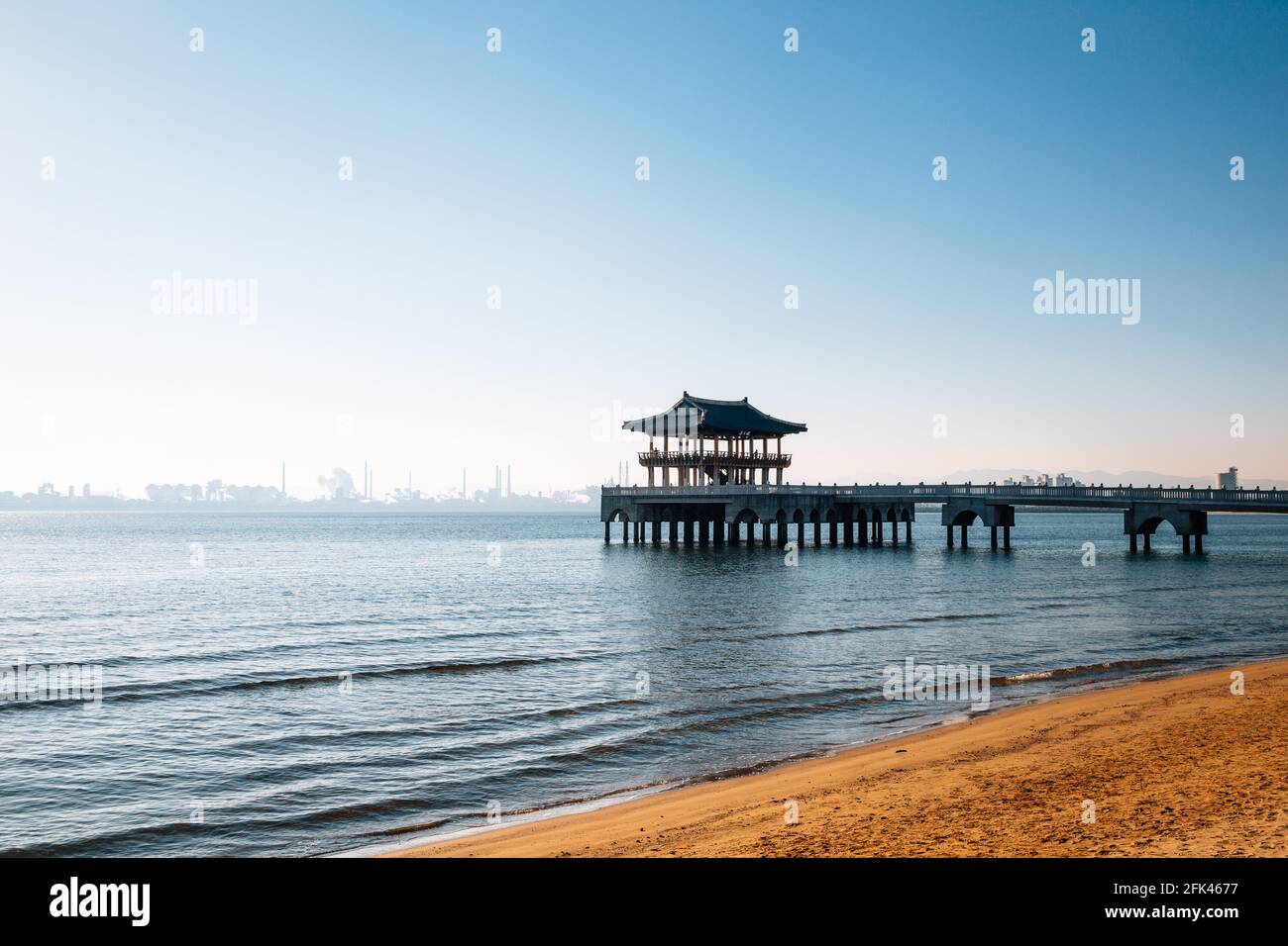 Yeongildae traditional pavilion and beach in Pohang, Korea Stock Photo ...