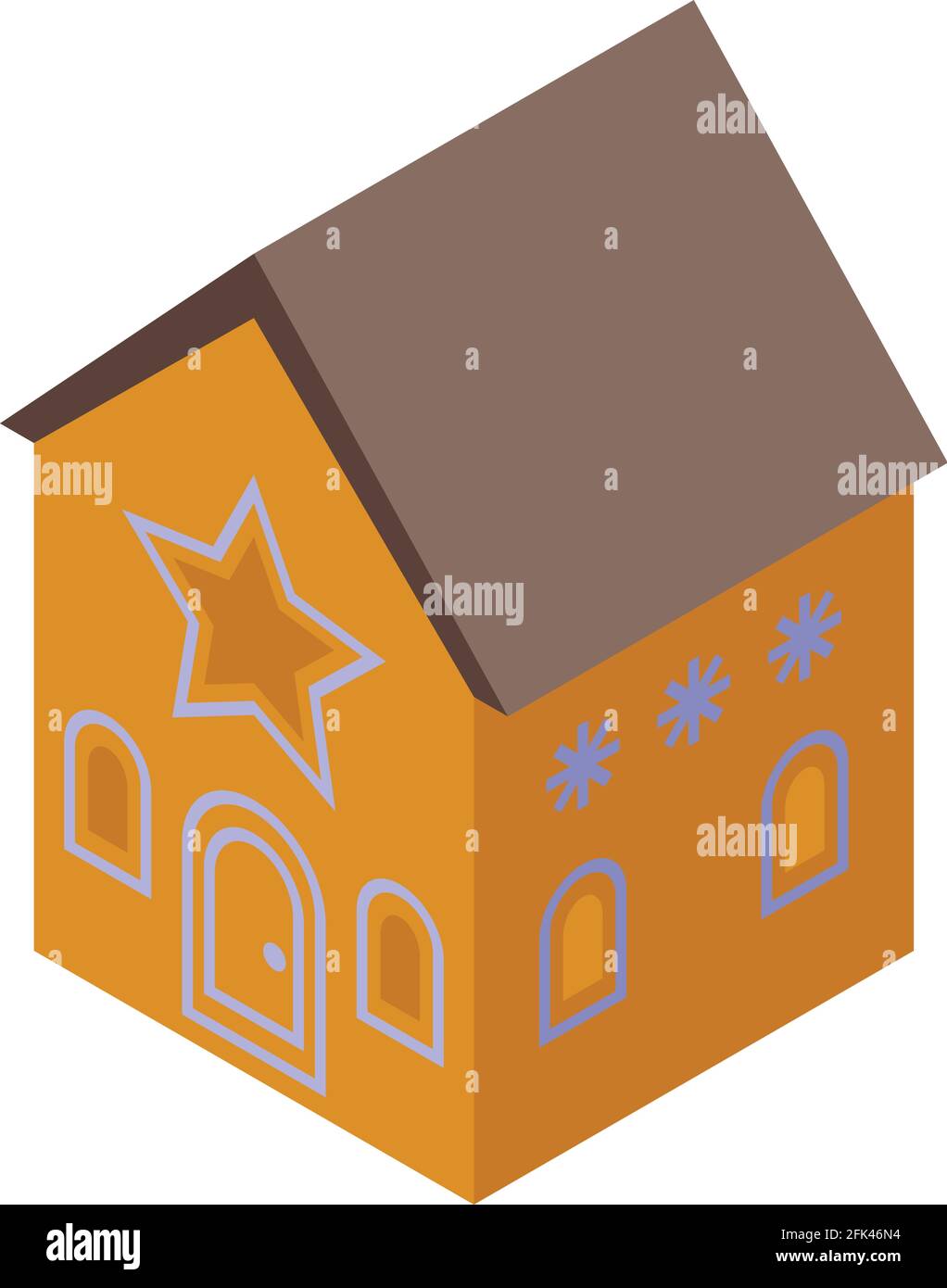 Festive gingerbread house icon. Isometric of Festive gingerbread house ...