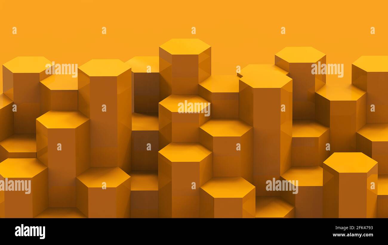 Yellow Hexagon pattern backdrop background. 3D rendering Stock Photo ...