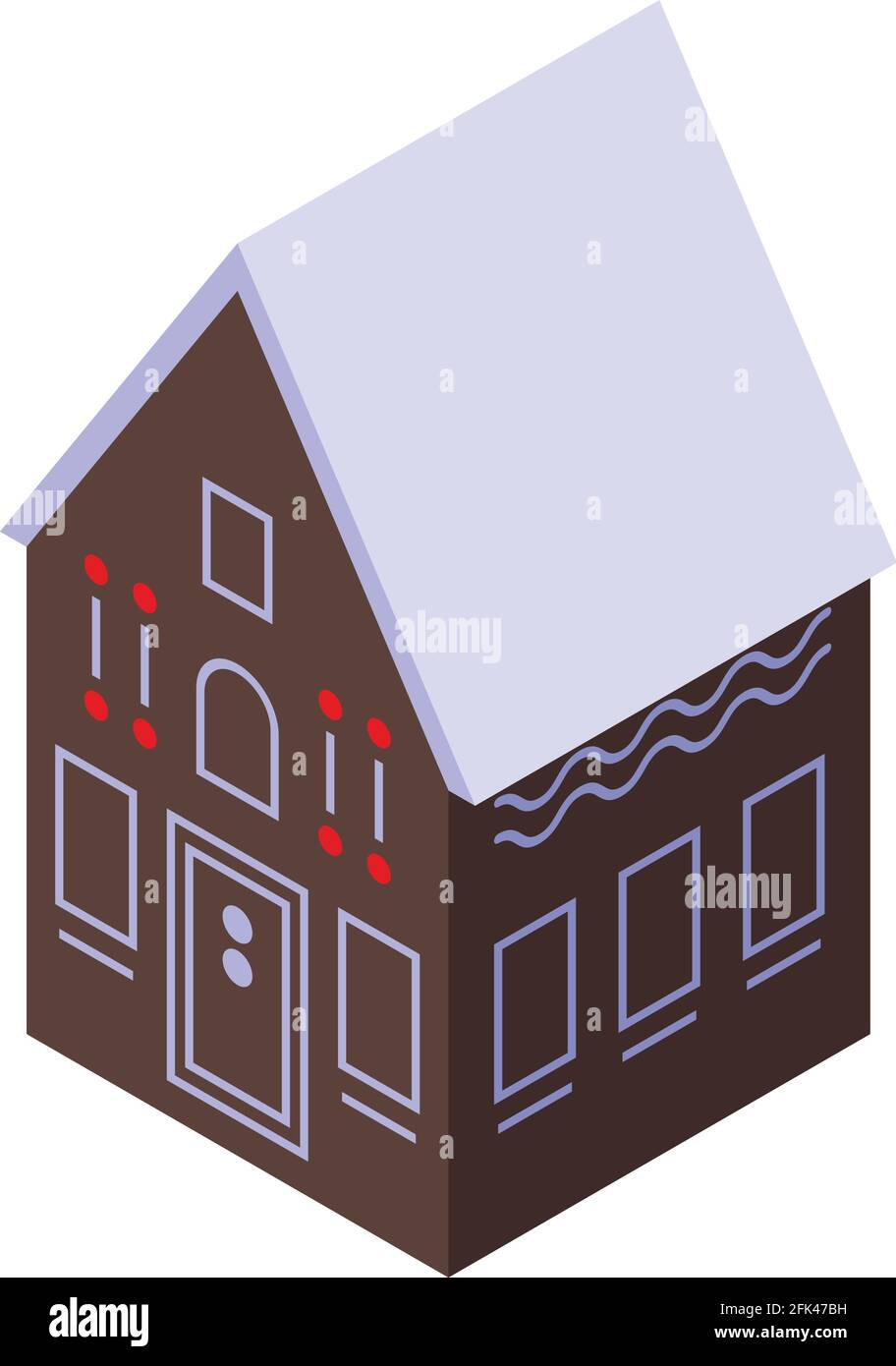 Baked gingerbread house icon. Isometric of Baked gingerbread house ...