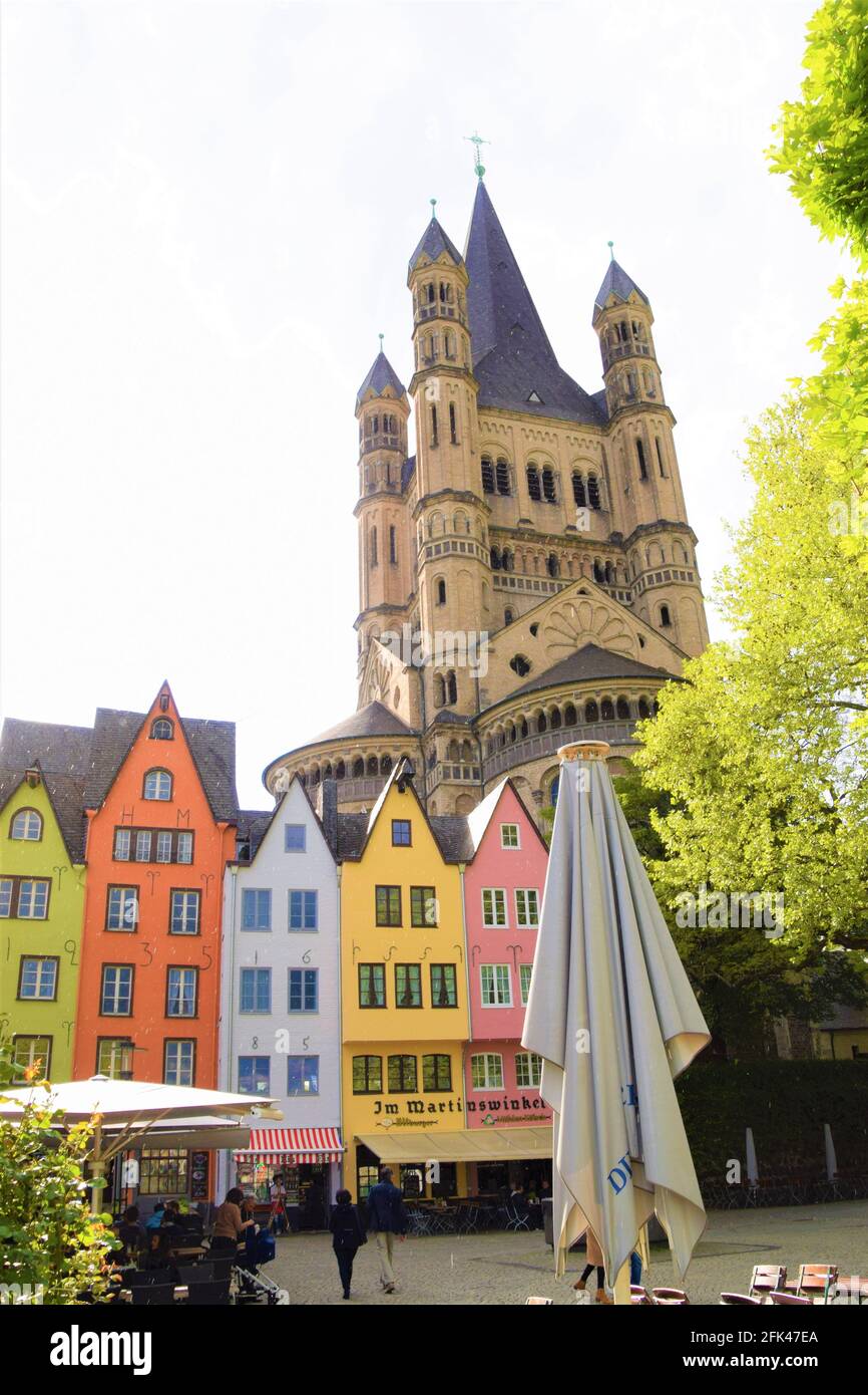Colourful houses in Altstadt, Old Town, Cologne, Germany Stock Photo ...