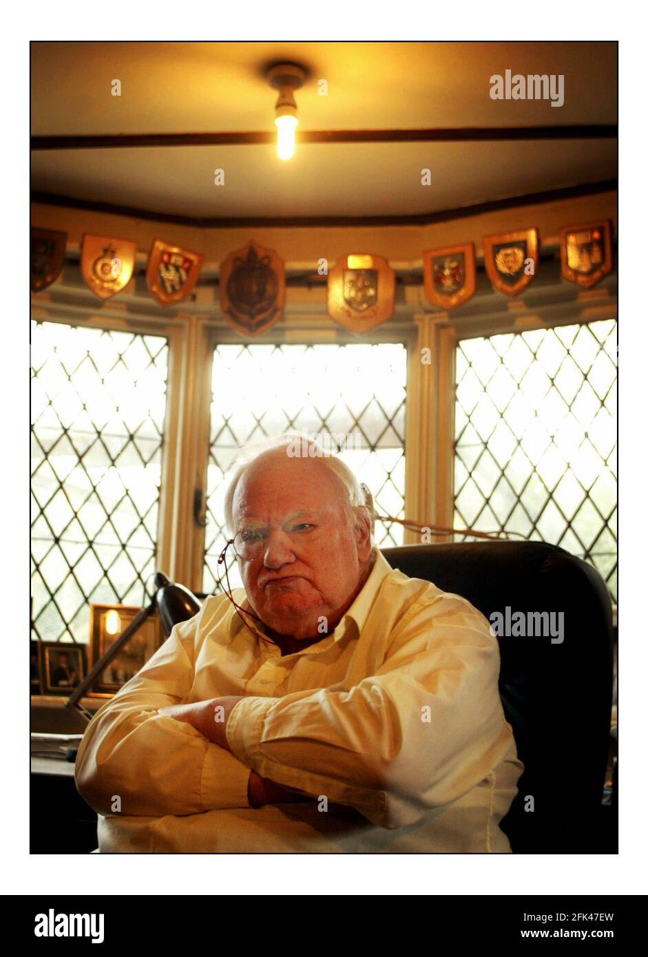 Patrick Moore in his home in Selsey. Pic DAVID SANDISON. 14/2/2005 ...