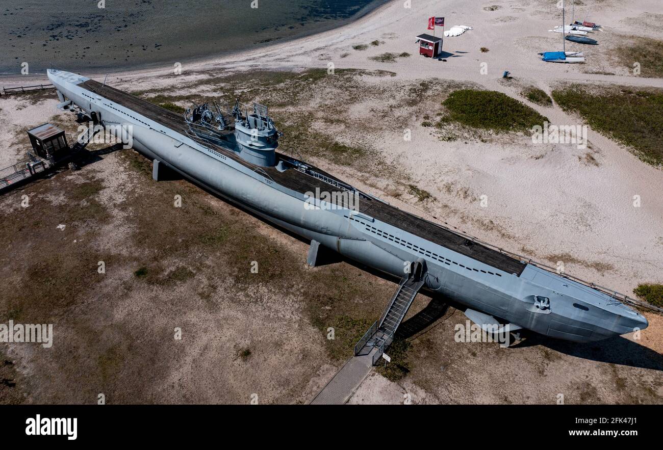 Laboe, Germany. 28th Apr, 2021. Like a beached whale, the museum ...