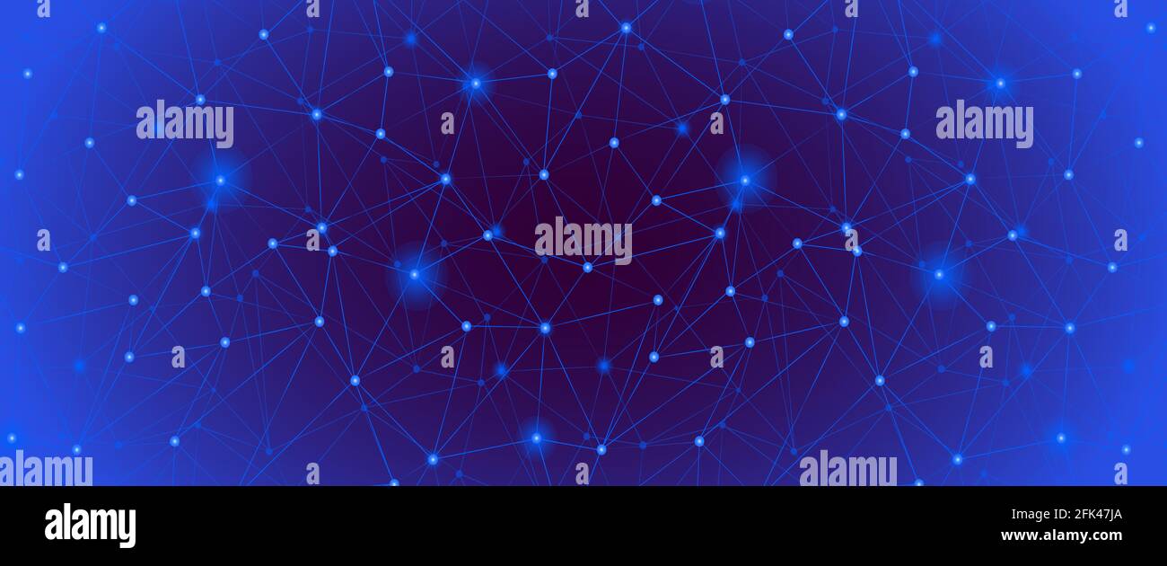 Blue polygonal network grid cover in abstract style. Modern Technology ...