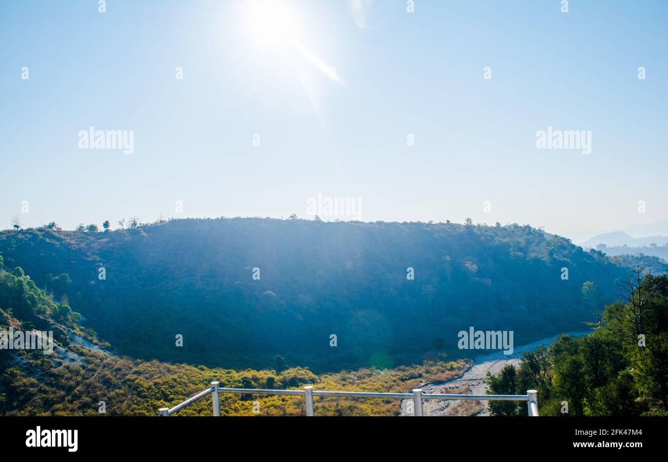 Scenic Aerial Scene - River between two mountains of himalayas, aerial ...