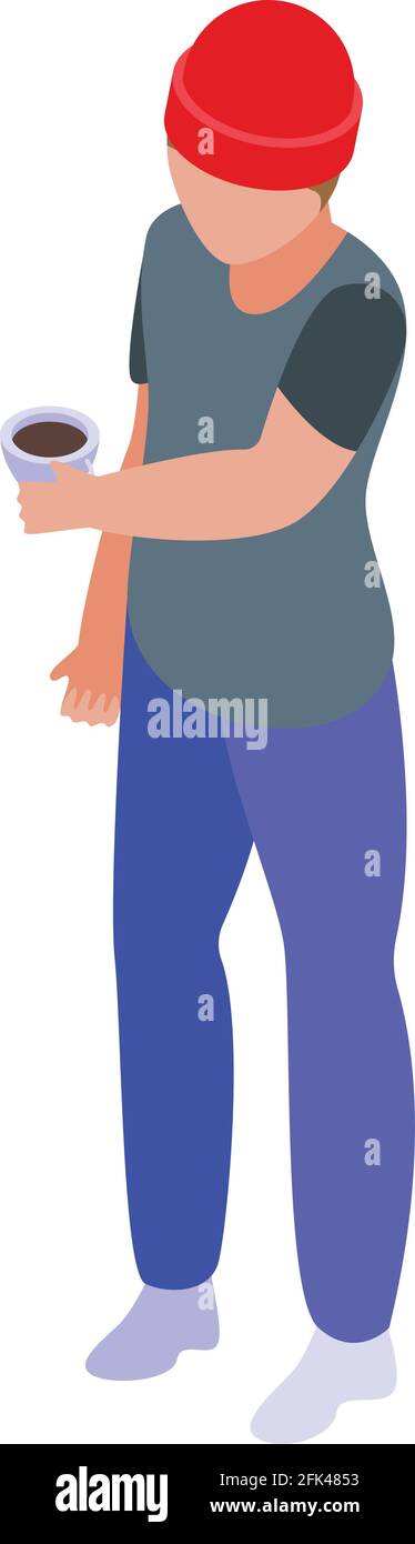 Serving coffee man icon. Isometric of Serving coffee man vector icon ...