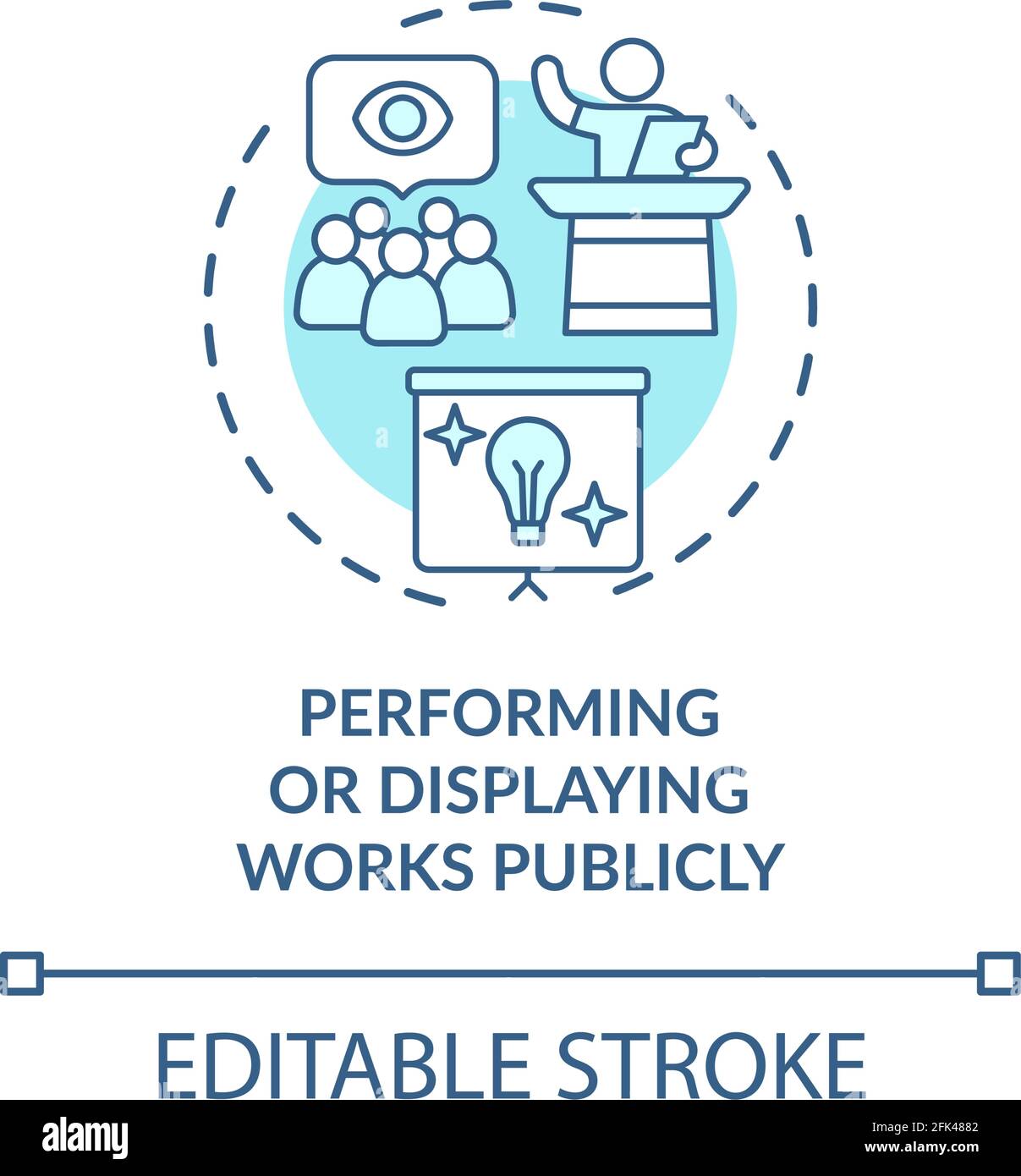 Performing and displaying works publicly concept icon Stock Vector ...