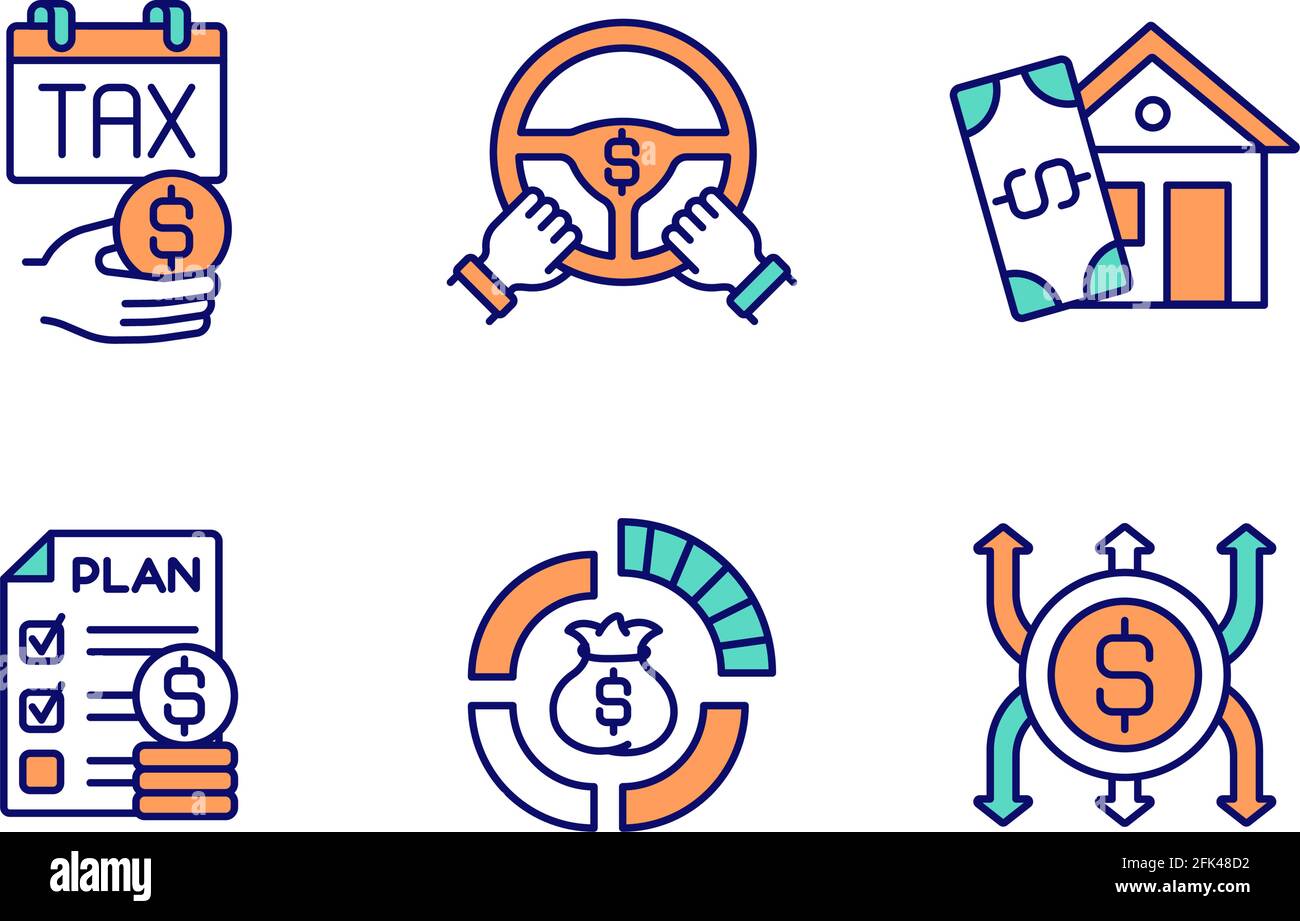 Budget management RGB color icons set Stock Vector Image & Art - Alamy