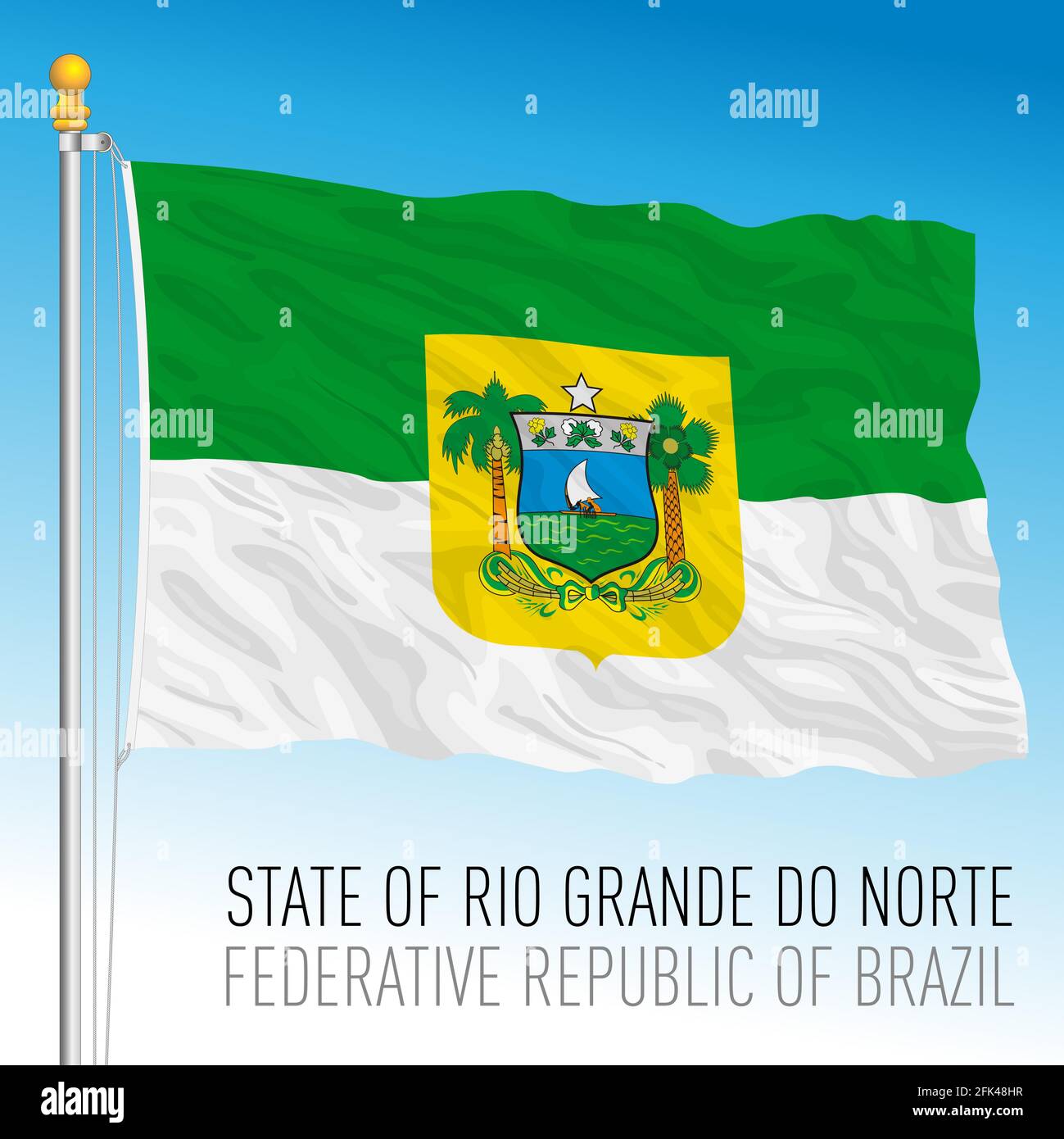State of Rio Grande do Norte, North Rio Grande, official regional flag, Brazil, vector ...
