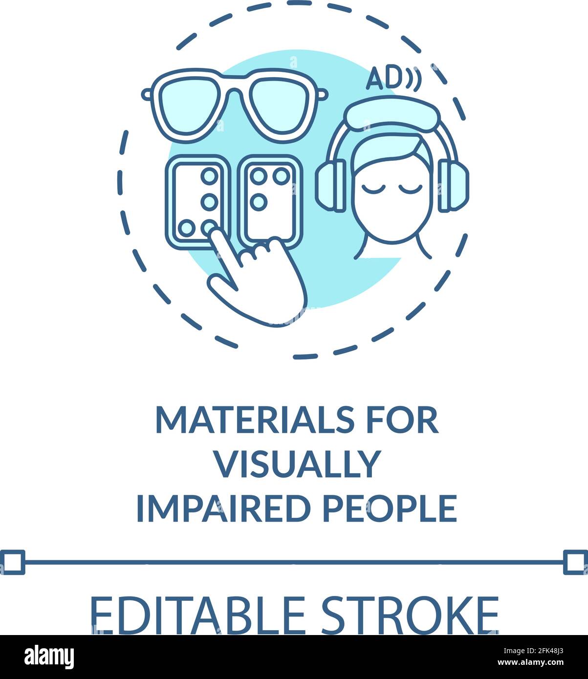 Materials for visually impaired people concept icon Stock Vector Image ...