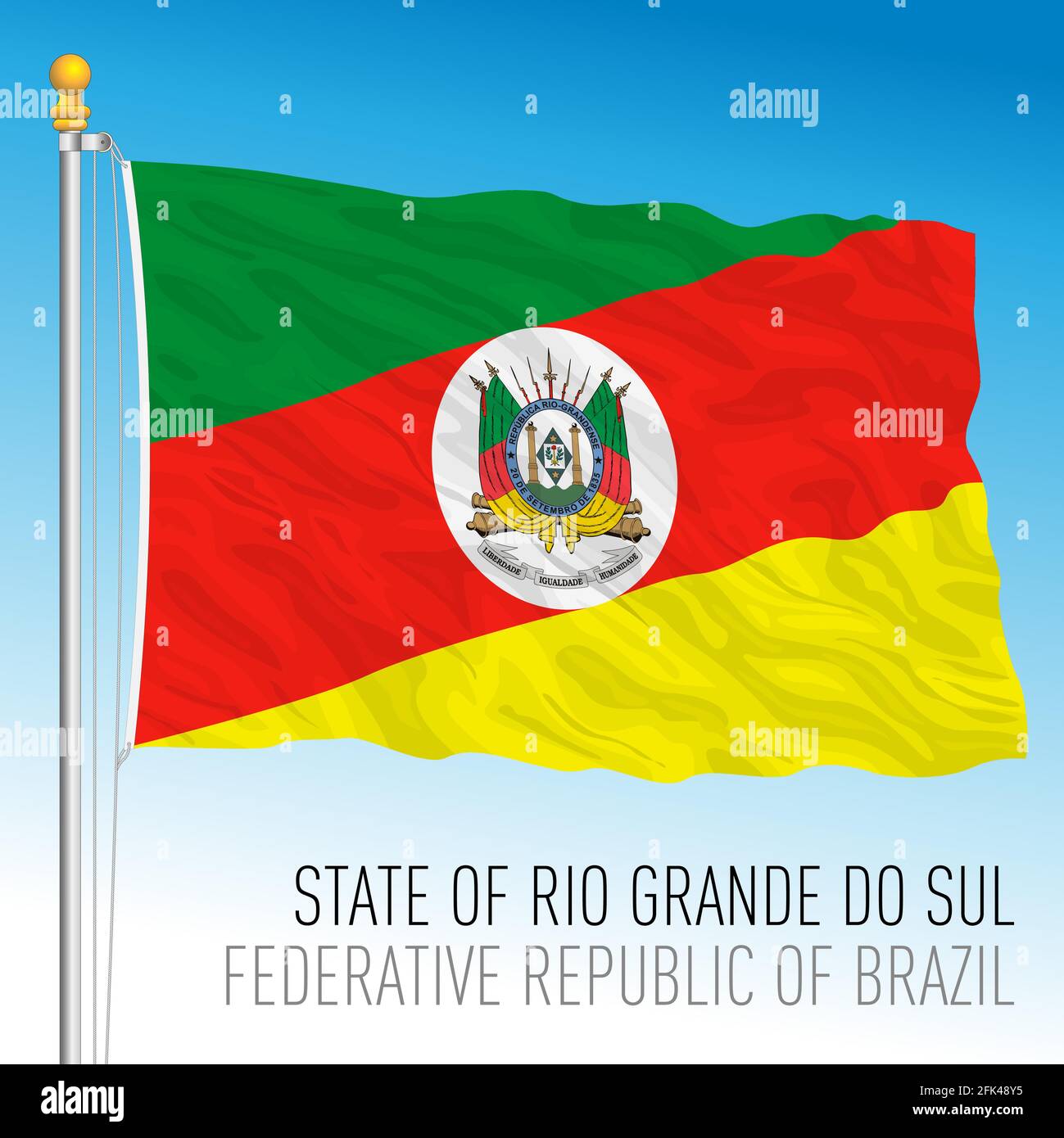 State of Rio Grande do Sul, South Rio Grande, official regional flag, Brazil, vector ...