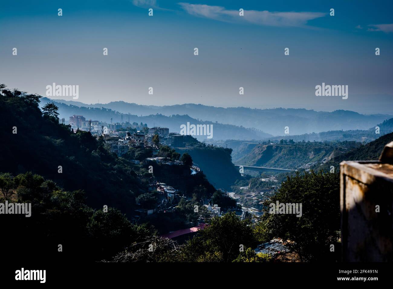 Scenic Aerial Scene - River between two mountains of himalayas, aerial ...