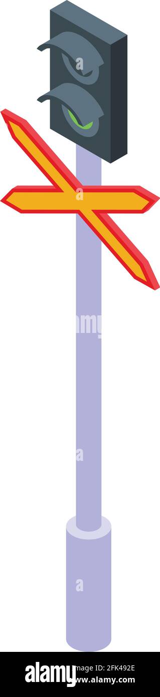 Crossing sign train icon. Isometric of Crossing sign train vector icon ...