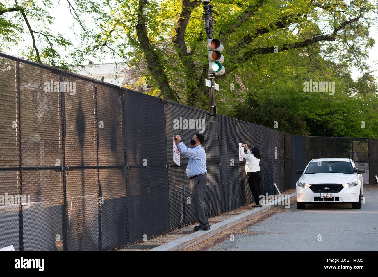 Washington DC, April 26. Sign that reads “ AREA CLOSED” are placed at ...