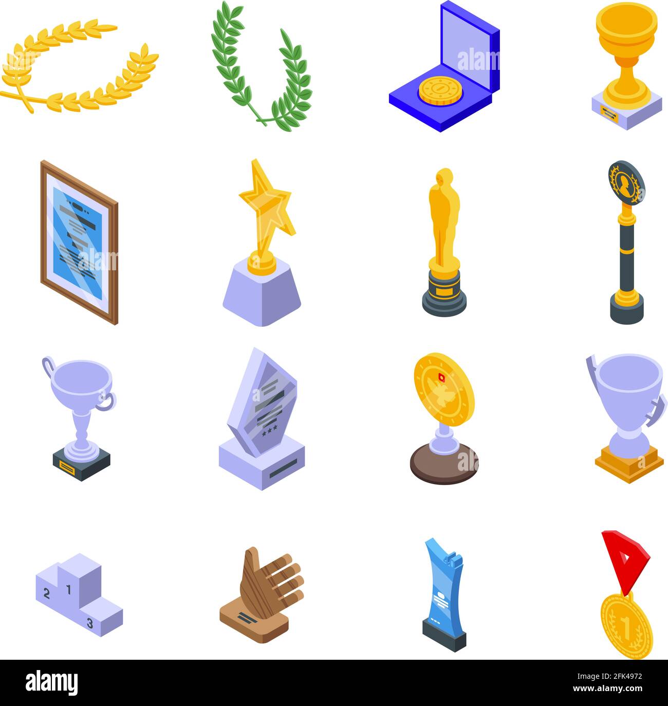 Winner awarding icons set. Isometric set of winner awarding vector ...