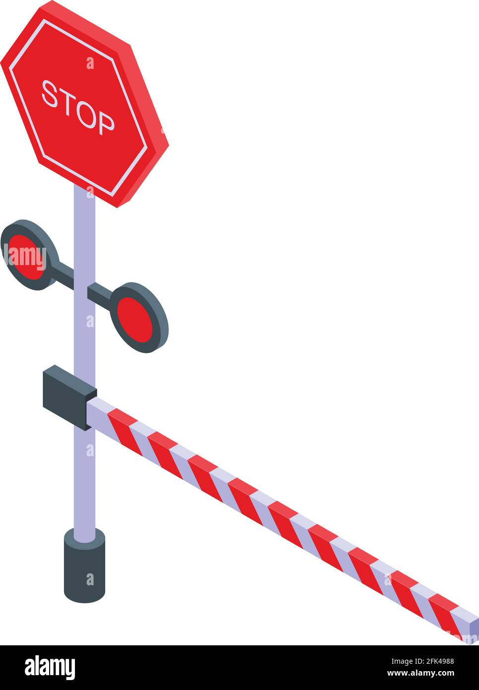 Railway track barrier icon. Isometric of Railway track barrier vector ...