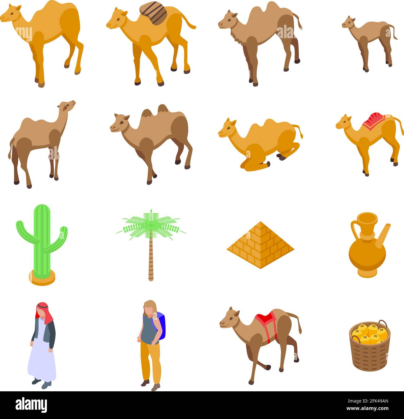 Camel icons set. Isometric set of camel vector icons for web design ...