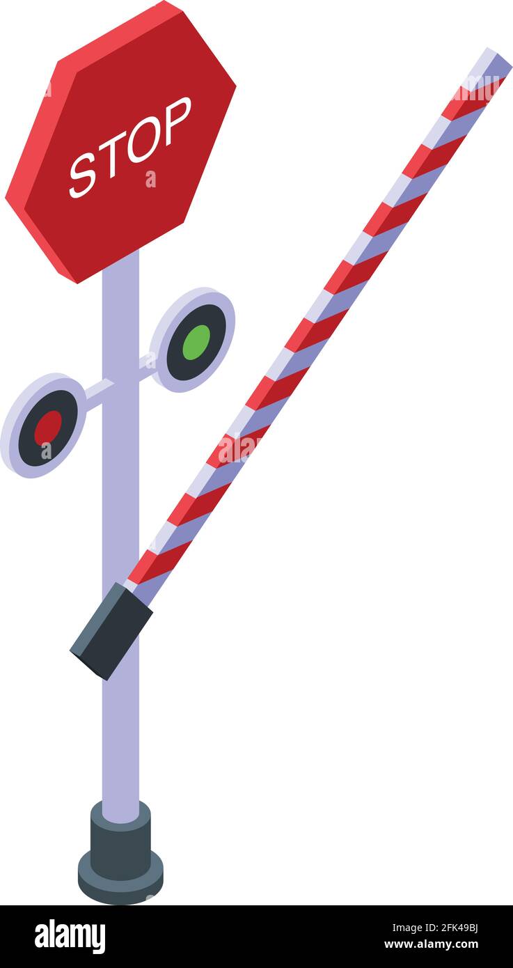 Stop sign barrier icon. Isometric of Stop sign barrier vector icon for ...