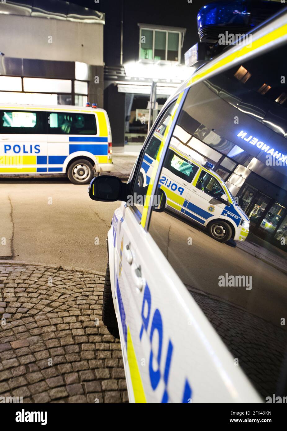 Swedish police cars in a city, Sweden Stock Photo - Alamy
