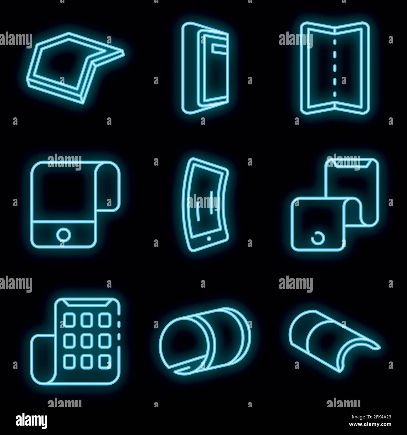 Flexible display icons set. Outline set of flexible display vector ... Flexible display icons set. Outline set of flexible display vector ...
