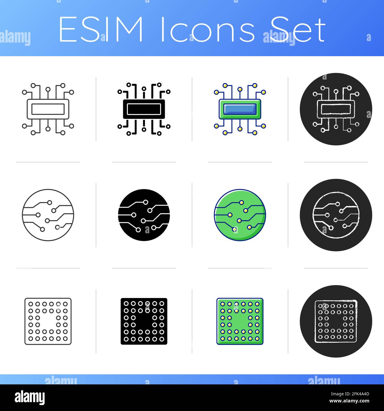Microcircuits icons set Stock Vector Image & Art - Alamy