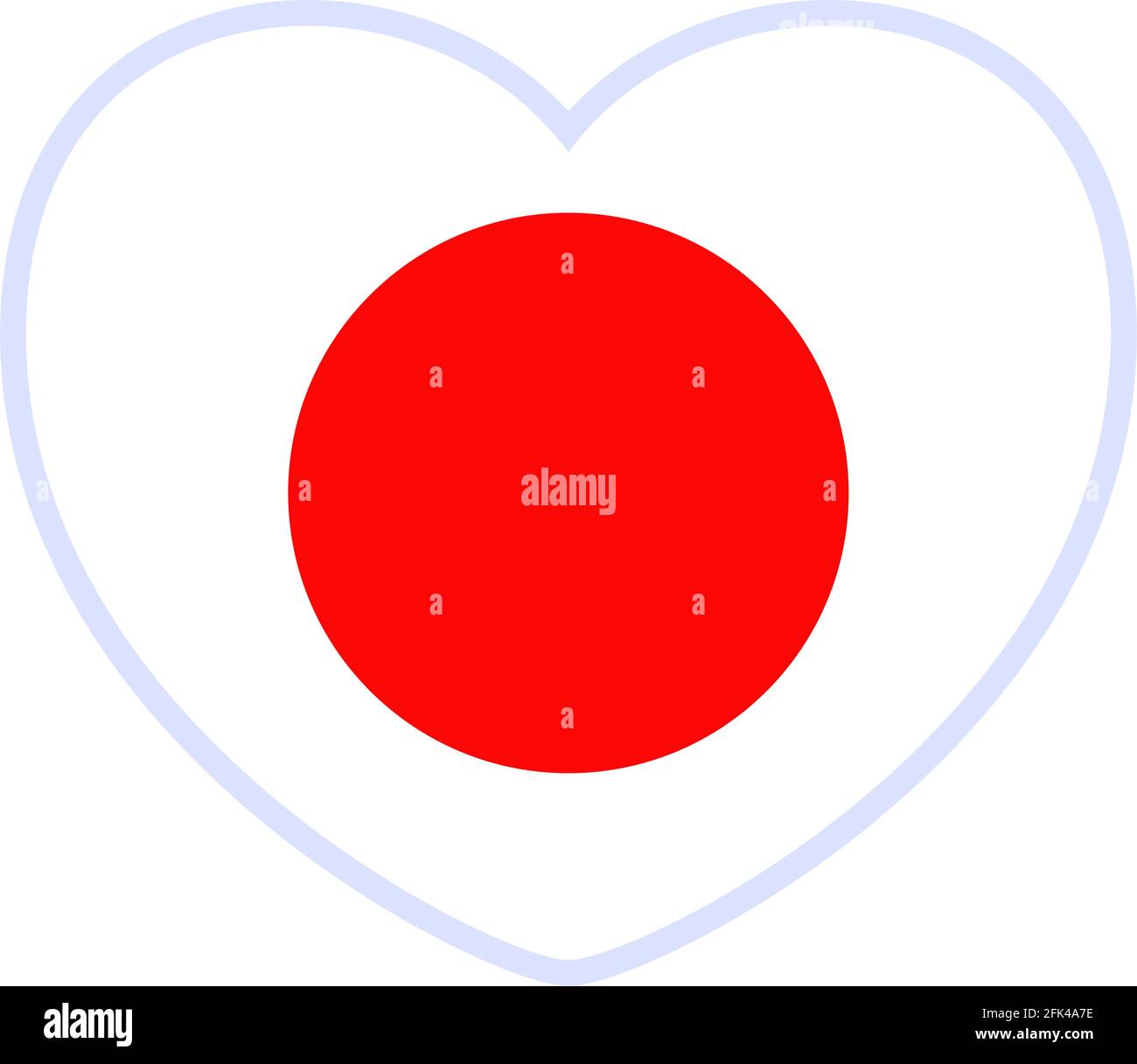 japan flag in a shape of heart. Icon flat heart symbol of love on the ...